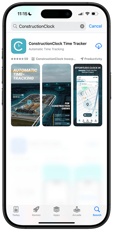 ConstructionClock | The automatic time-tracking app